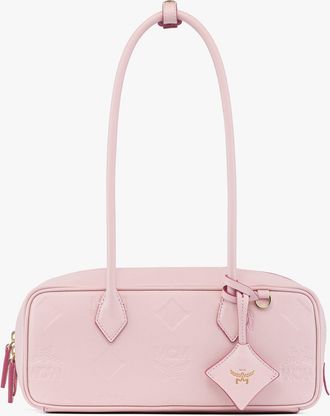 MCM Aren querformatige Schultertasche aus Leder mit Maxi-Monogramm