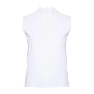 Plan C Optisches Wei&szlig;es Mock Neck &Auml;rmelloses Top - - Tops - Damen - Wei&szlig; - L