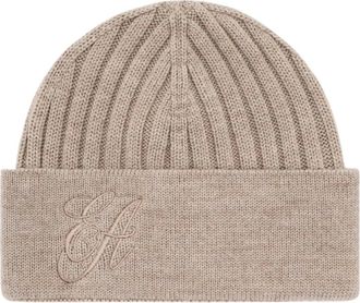Emporio Armani Femme, Accessoires, Beige, Taille: S Chapeau Beige C&ocirc;tel&eacute; Broderie Logo