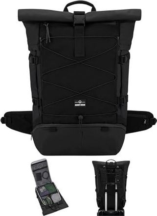 Johnny Urban Sac a Dos Voyage Femme & Homme Noir - Allen XL Travel - Sac à Dos Randonnée pour Trekking, Camping - 50l Backpack Compartiment pour Ordinateur Portabl