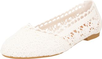 Elara Damen Ballerinas Bequem Slip-On Spitze Chunkyrayan 1128-1 White-36