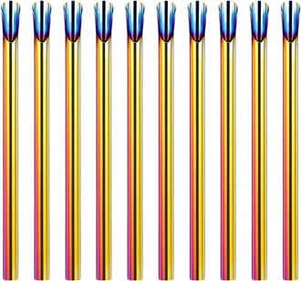 Frcolor Edelstahl Strohhalme Mit L&ouml;Ffel - Wiederverwendbare Smoothie-Strohhalme Und R&uuml;Hrst&auml;Be F&uuml;R Kaffee Milch Tee Und Eis - Stylische Trinkr&ouml;Hrchen F&uuml;R Zuhau