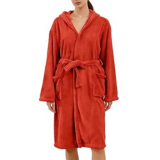 Generic Peignoir &agrave; capuche moelleux en velours &eacute;ponge pour homme et femme - Parfait pour h&ocirc;tel et spa - Doux et &eacute;l&eacute;gant - Serviettes de bain, Orange, Taille u