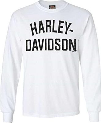 Harley-Davidson Harley-Davidson Heritage H-D Script Chemise &agrave; manches longues pour homme Noir 30296633, blanc, Taille XL