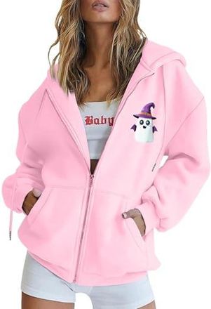 Generic Sweat &agrave; capuche dHalloween pour femme - Sweat &agrave; capuche pour femme - Automne et hiver - Cardigan - Loisirs - Sport - T-shirt &agrave; manches longues - Impri