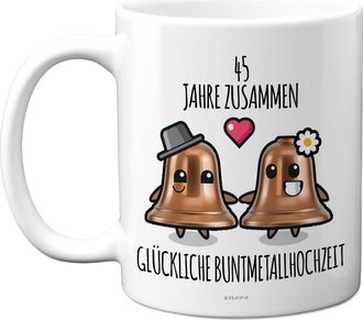 Stuff4 45. Hochzeitstag Jahrestag Jubil&auml;umsgeschenke - 45 Jahre Zusammen Buntmetall Hochzeit - Hochzeitstag Tasse f&uuml;r M&auml;nner Frauen, 325 ml Premium-Keramikta