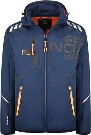 Geographical Norway Robin Men - Veste Softshell Homme Impermeable à Capuche - Manteau Outdoor Blouson Coupe Vent Tactique Resistant - Randonnee Ski Automne Hiver Printemp