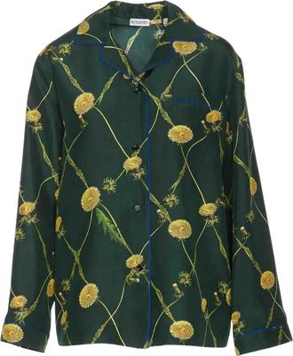 Burberry Seidenpyjama-Oberteil mit G&auml;nsebl&uuml;mchen-Print - - Nightwear & Lounge - Damen - Gr&uuml;n - M