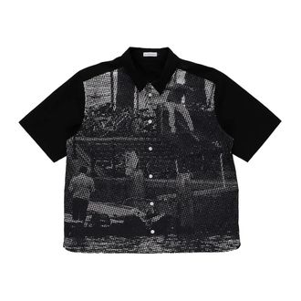 Pop Trading Company Chima Schwarz Wei&szlig; Kurzarmhemd - - Shirts - Herren - Schwarzk - L