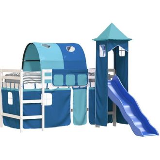 vidaXL Vidaxl - Lit mezzanine enfants avec tour bleu 80x200cm bois pin massif
