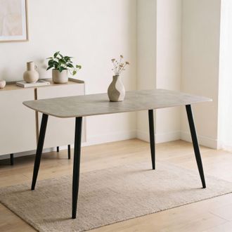 IDIMEX Esstisch MORA mit 140 x 80 cm Keramik Tischplatte, Grau/Schwarz - rechteckiger Esszimmertisch, Robustes Metallgestell, moderner K&uuml;chentisch mit abgeru