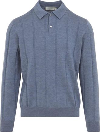 Canali Polo en M&eacute;rinos c&ocirc;tel&eacute; - Homme - Tops - Bleu - Taille: L