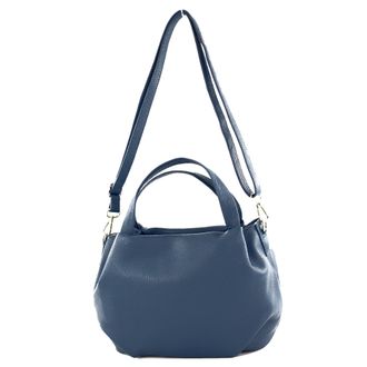 modamoda.de T218 Damen Leder Henkeltasche Tragetasche Schultertasche handmade in Italy, Farbe:Saphirblau/Metall Gold