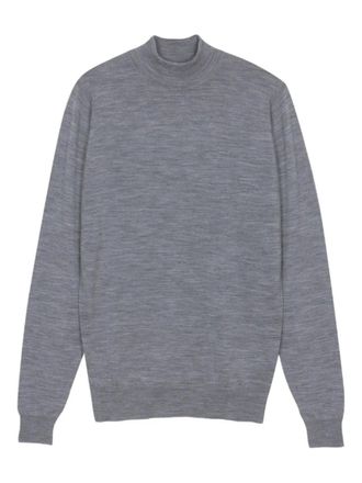 John Smedley pull en laine mérinos à col montant - Gris