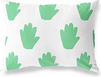 Bonamaison Le Jardin du Lin Kissenbezug Zierkissenbezug Petrol Grün-Weiß Kissenbezug, Für Bett, Auto, Sofa, Haus, Wohnzimmer, Schlafzimmer, Dekoration, 45x60 Cm 