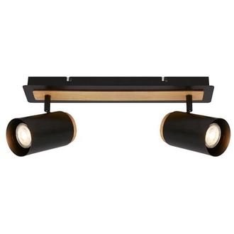 Briloner Plafonnier orientable, douille GU10, max. 9W, plafonnier, spot de plafond, luminaire, lustre salon, lumi&egrave;re plafond, lustre chambre, 40 cm, noir-bois