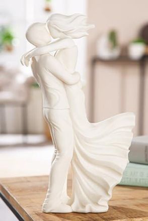 Gilde Figur Couple in The Wind aus Kunstharz, 31 cm hoch, weiß, Paarform