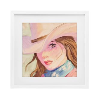 Stupell Industries Pastell Cowgirl Brunette White Gerahmter Druck unter Glas, Design von Kim Allen, 40,6 x 40,6 cm