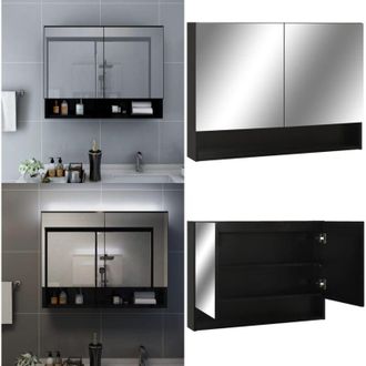 vidaXL Vidaxl - LED-Spiegelschrank f&uuml;rs Bad Schwarz 80x15x60 cm mdf - led Kosmetikschr&auml;nkchen - Wandspiegel - Badezimmerarmatur - Badm&ouml;beln