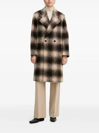 Joop manteau crois&eacute; &agrave; carreaux - Marron