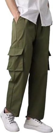 Generic FGUUTYM Pantalon cargo pour homme - Coupe droite avec plusieurs poches - Coupe ample - Pantalon de sport - Pantalon de travail avec cordon de serrage 