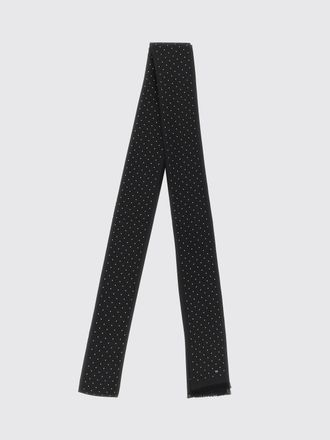 Tom Ford Foulard bandeau en soie mulberry &agrave; pois avec monogramme et ourlet &agrave; franges