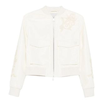 Ermanno Scervino Femme, Vestes, Blanc, Taille: 38 FR Blouson Bomber Brod&eacute;