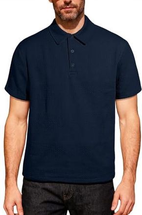 Generic Polo pour homme, manches courtes, col &agrave; revers boutonn&eacute;, tunique d&eacute;t&eacute; formelle, haut de golf, tendance, coupe ample, grande taille, chemise boutonn&eacute;e,