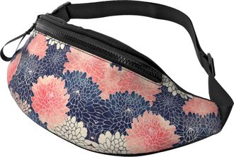 Generic Atmungsaktiv Sporttasche Marineblauer Blumendruck Brustbeutel Sporttasche Taillentasche F&uuml;r Aktivit&auml;ten Running Outdoor 14X35Cm