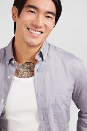 Eden Park Chemise Gris Clair Unie En Coton