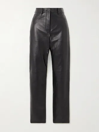 Giuliva Heritage Collection Pantalon Droit En Cuir - Noir
