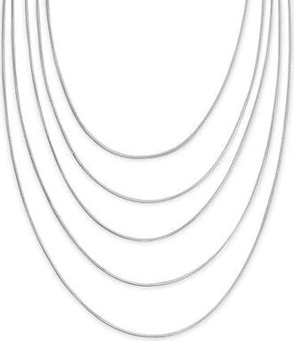 Singularu Collier Cléopâtre. Acier Style Maxi, Minimaliste et Original. Cinq Chaînes. Longueur entre 48 et 68 cm + Extension 5 cm. Bijoux pour Femme