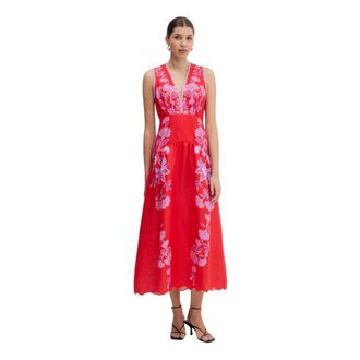 Farm Rio Porzellan Garten &Auml;rmelloses Blumen-Midikleid - - Dresses - Damen - Rot - XS