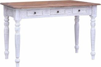 vidaXL Schreibtisch mit Schubladen Wei&szlig; 117x57x75 cm Altholz Massiv vidaXL