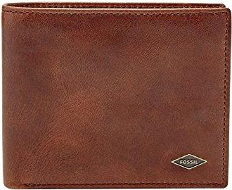 Fossil Portefeuille pour hommes Ryan, Portefeuille en cuir brun foncé 11,4 cm L x 2,5 cm l x 9,5 cm H ML3736201