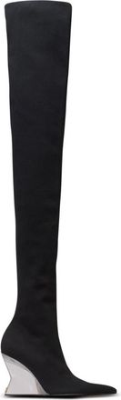 Balmain Femme, Chaussures, Noir, Taille: 40 EU Bottes cuissardes compens&eacute;es en maille