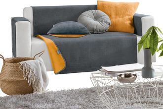 Looks by Wolfgang Joop Sessel- und Sofaschoner dunkelgrau/gelb Größe 100x200 cm