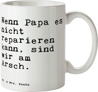 Mr. & Mrs. Panda Tasse Wenn Papa es nicht... - Geschenk, Spruch Sprüche Weisheiten Zitate Lustig Weisheit Worte, Sprüche, Kaffeetassen, Männer