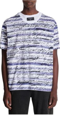 Balmain Homme, Tops, Blanc, Taille: XS T-shirt marini&egrave;re Love Letter