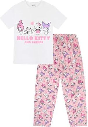 Hello Kitty Ensemble pyjama long pour femme et amis, blanc, 46-48