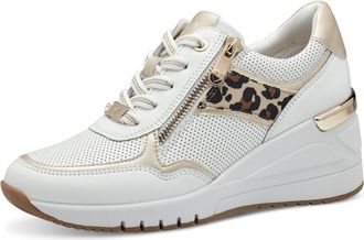 Marco Tozzi Damen Wedge Sneaker mit Rei&szlig;verschluss Vegan, Mehrfarbig (White/Dune), 39 EU