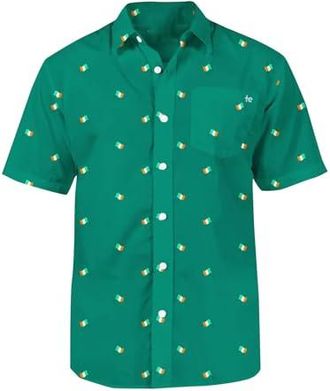 Generic Chemise hawa&iuml;enne pour homme - Tr&egrave;fle vert - Imprim&eacute; tr&egrave;fle - Manches courtes - Style d&eacute;contract&eacute; - Motif floral - Cadeau irlandais amusant, a-vert, X