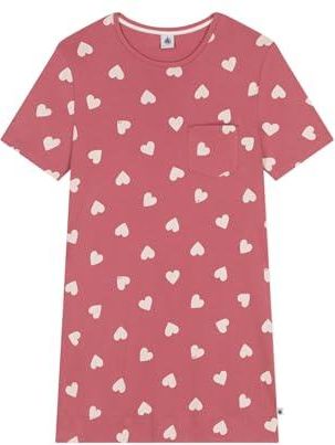 Petit Bateau A0CUY Chemise De Nuit Manches Courtes, Rose/Blanc, XXL Femme