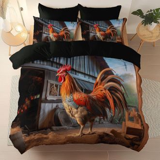 Generic Bettw&auml;sche Set Mehrfarbig Landschaft Fotografie Sch&ouml;nheit Tiere Hahn Weich Bettbezug, 3teilig - 1 Bettw&auml;sche 135 x 200 cm und 2 Kissenbezug f&uuml;r Jugend