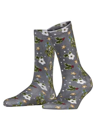 Burlington Damen Socken Christmas W So Baumwolle gemustert 1 Paar, Grau Light Grey Melange 3390 Fancy Christmas, 36-41
