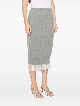 Ermanno Scervino Cashmere Lace-Trim Skirt - Grey