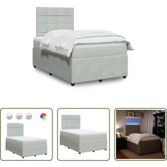 vidaXL Samtmatratze - Boxspringbett mit Matratze Hellgrau 120x200 cm Samt