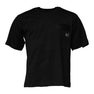 Dolce & Gabbana Schwarzes Logo Patch Baumwoll Rundhals T-shirt - - Tops - Herren - Schwarzk - XS