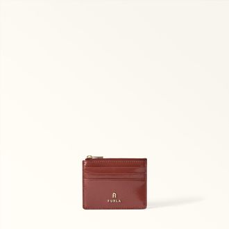 Furla Camelia Kartenetui S Marsala Rot Lackiertes Strukturiertes Ares Leder Damen