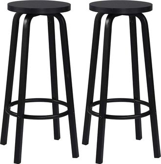 Woltu Woltu - Lot de 2 Tabourets de Bar-Bistrot Siège en mdf - Structure en métal - Tabouret de cuisine - 30 x 30 x 72 cm - Noir